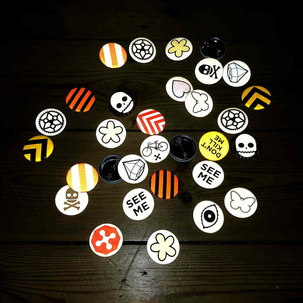 Rydesafe Reflective Buttons / Pins / Badges, 2,92